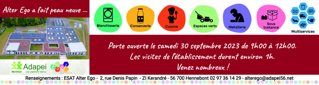 [ESAT ALTER EGO] Porte Ouverte le 30 septembre ! - Adapei56 Association